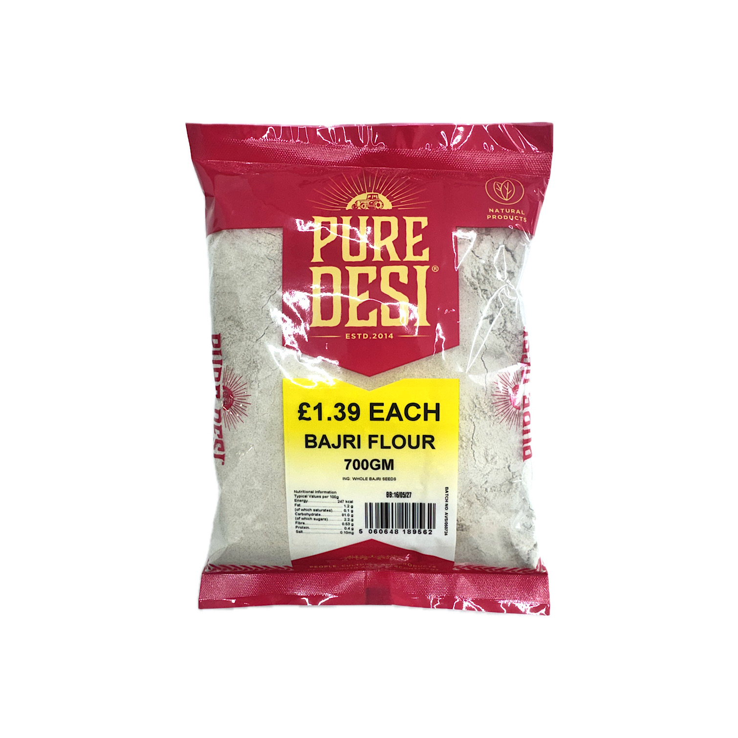 BAJRI FLOUR - 15 X 700 - RRP 1.39 - Wholespices