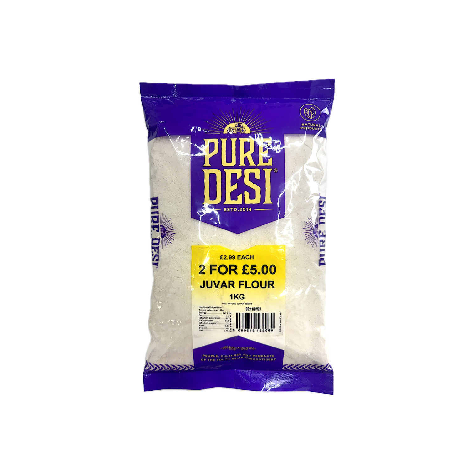JUVAR FLOUR - 12 X 1000 - RRP 2 FOR 5.00 - Wholespices