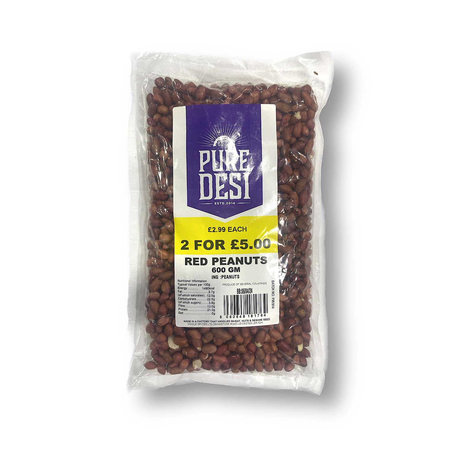 RED PEANUTS - 12 X 500 - RRP 2 FOR 5.00 - Wholespices