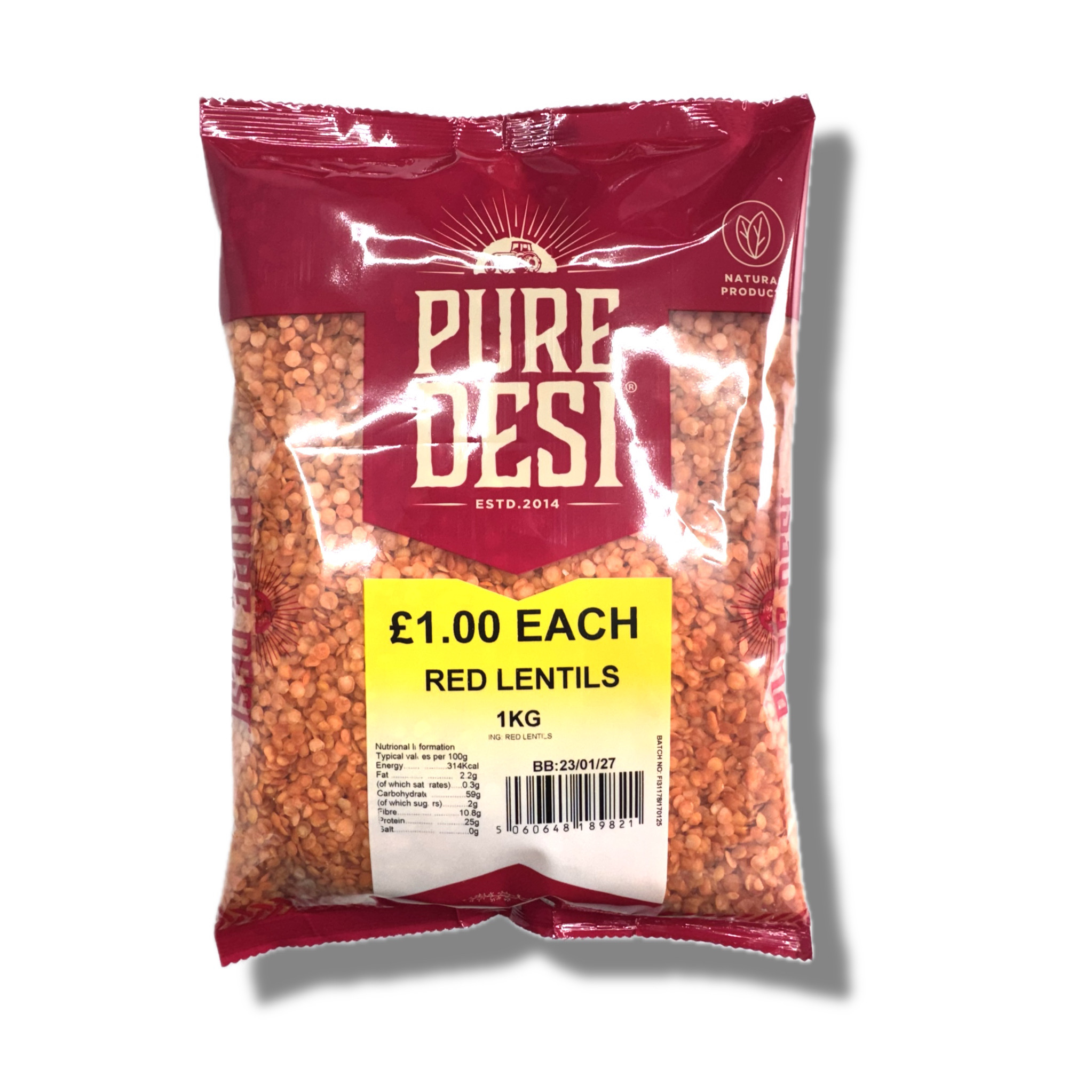 RED LENTILS - 12 x 1000 - RRP 1.00 R25 - Wholespices