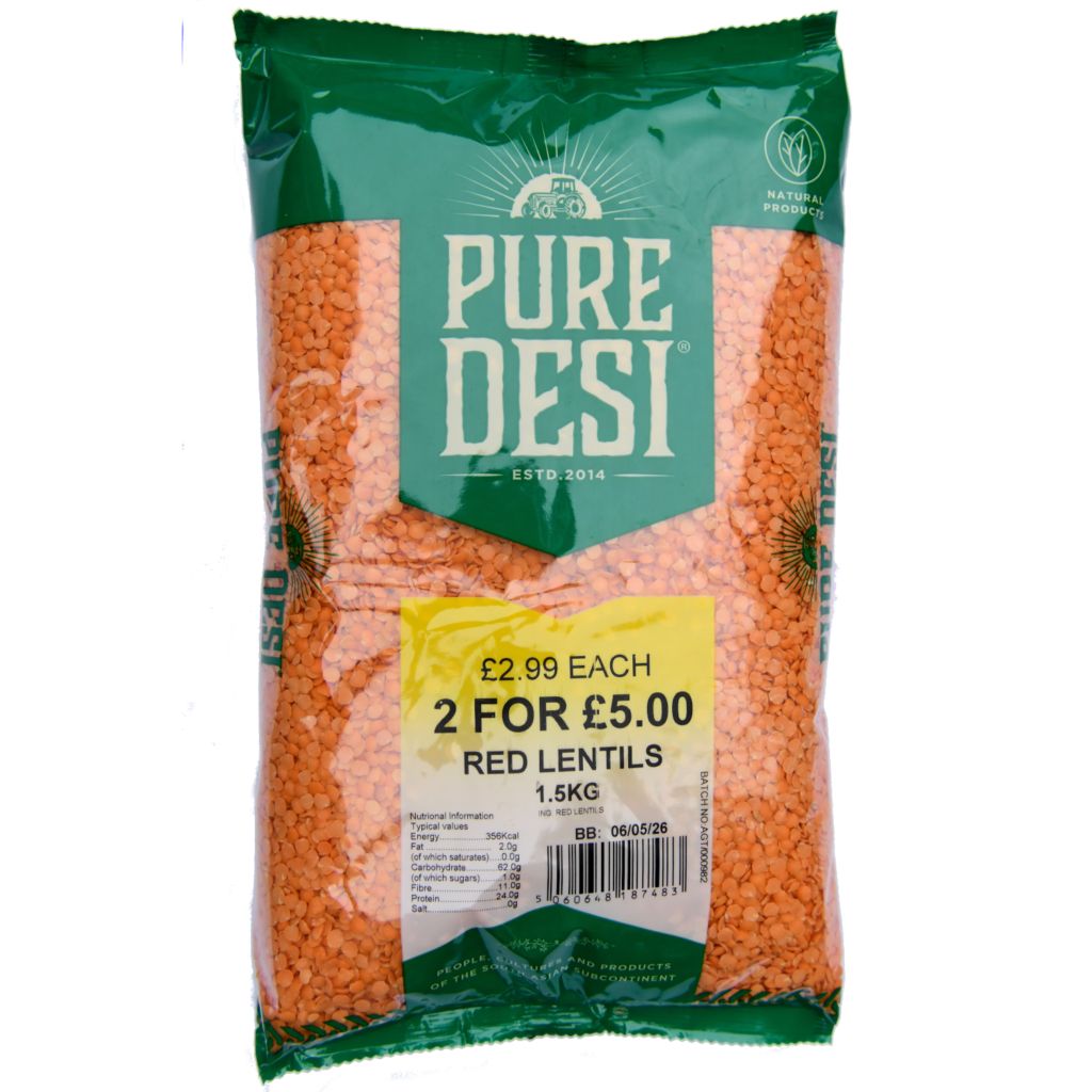 RED LENTILS - 10 X 1500 - RRP 2 FOR 5.00 - Wholespices